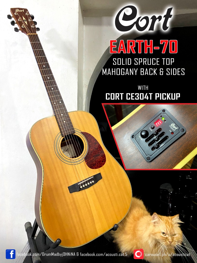 Cort Earth 70 NS Acoustic Guitar, Hobbies & Toys, Music & Media ...