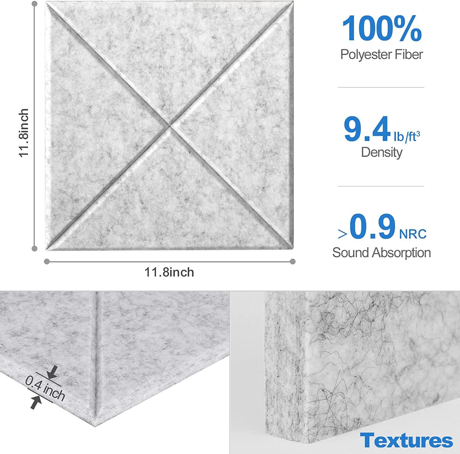 [FIBER] Sonicism 12 Pack X-Lined Acoustic Panels with Self-Adhesive, 12 ...