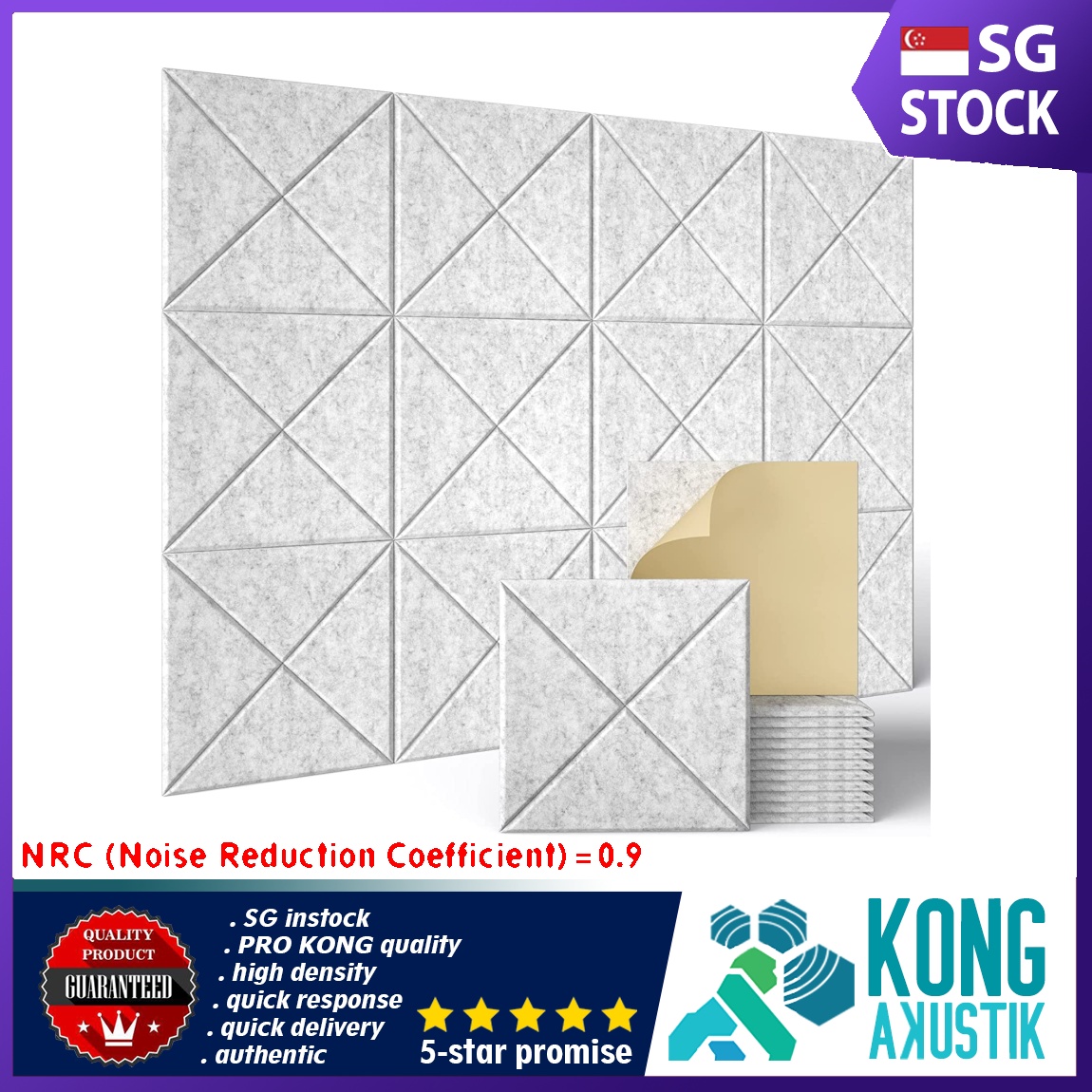 [FIBER] Sonicism 12 Pack X-Lined Acoustic Panels with Self-Adhesive, 12 ...