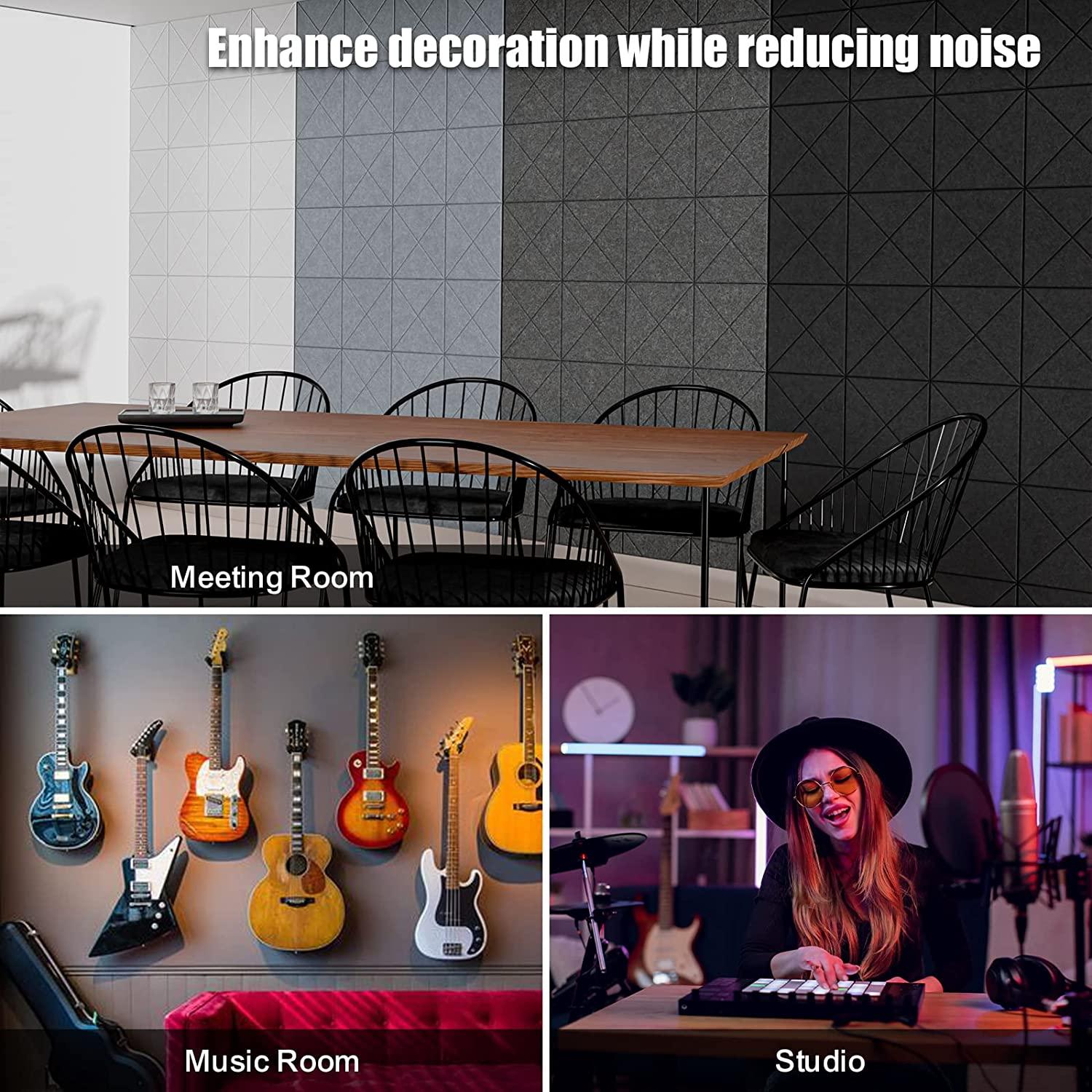 [FIBER] Sonicism 12 Pack X-Lined Acoustic Panels with Self-Adhesive, 12 ...