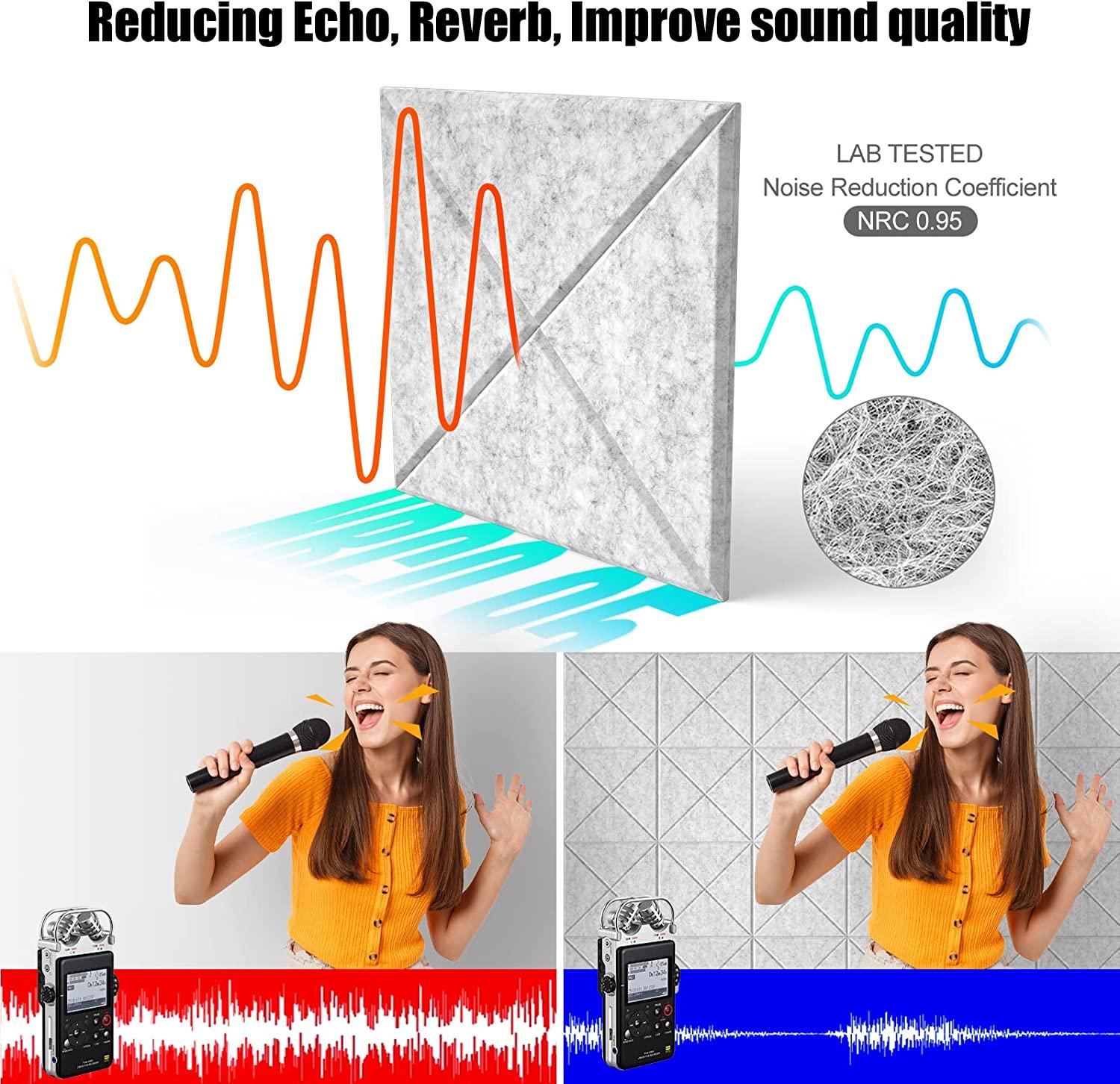 [FIBER] Sonicism 12 Pack X-Lined Acoustic Panels with Self-Adhesive, 12 ...