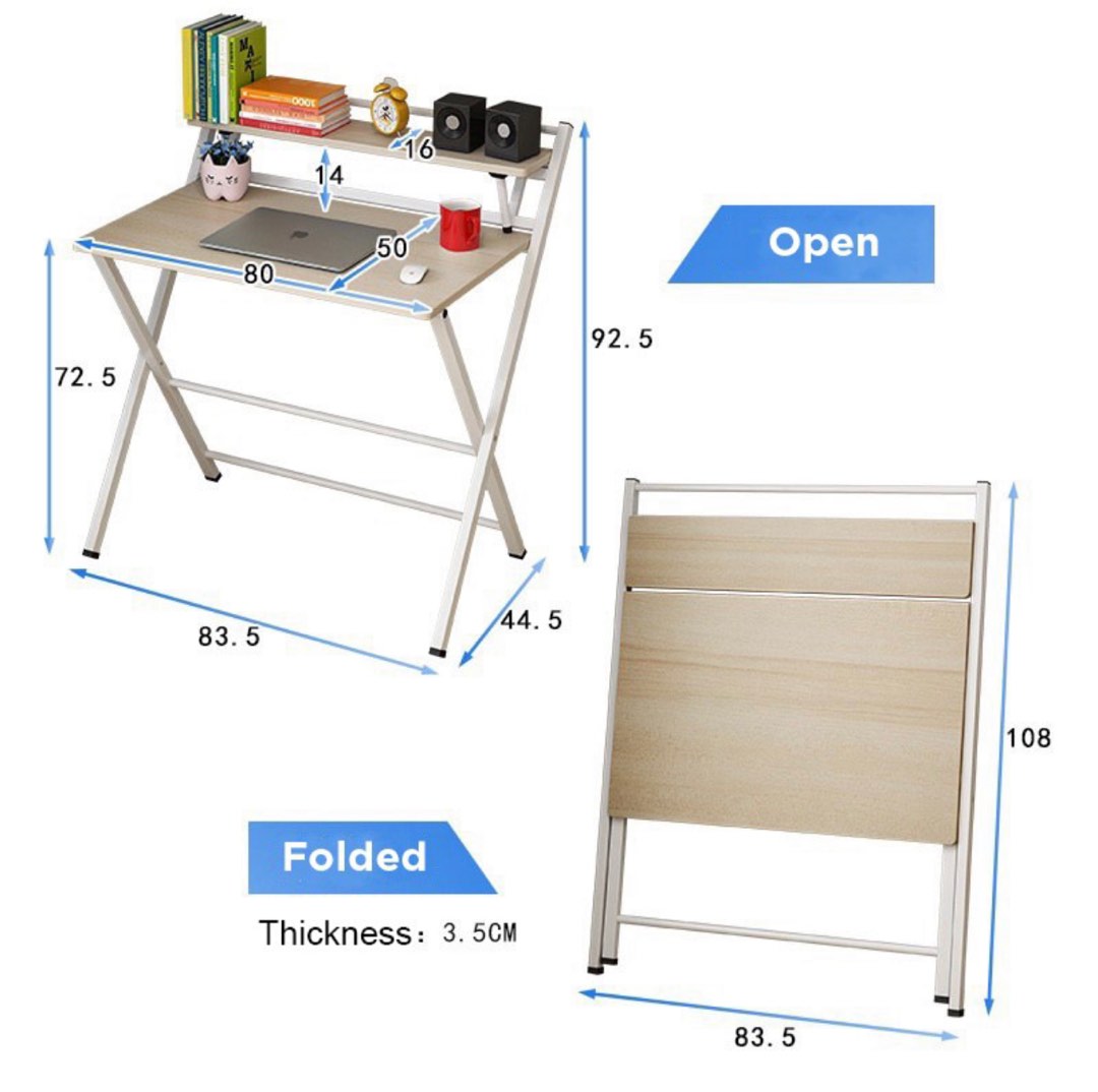 Folding Study Table (80cm x 50cm), Furniture & Home Living, Furniture ...