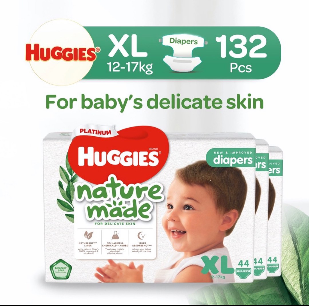 Huggies Nature Made Diapers XL, Babies & Kids, Bathing & Changing ...