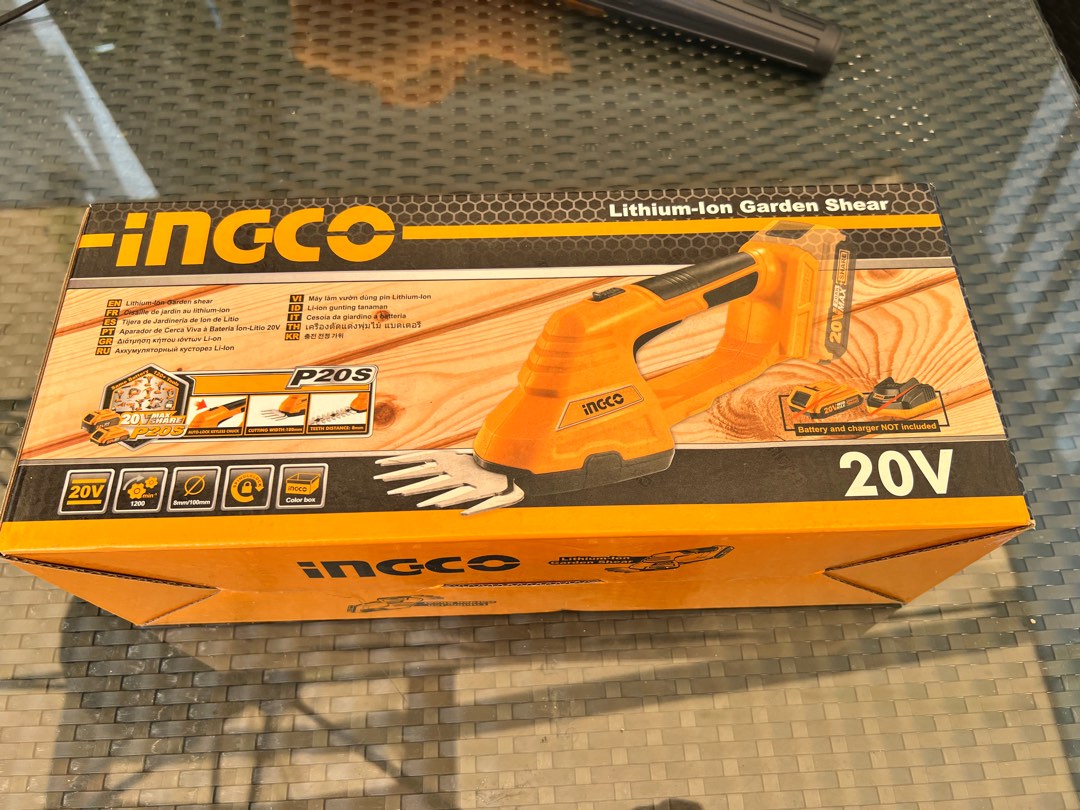 Ingco 20v cordless hedge trimmer and plant pruner, Furniture & Home ...