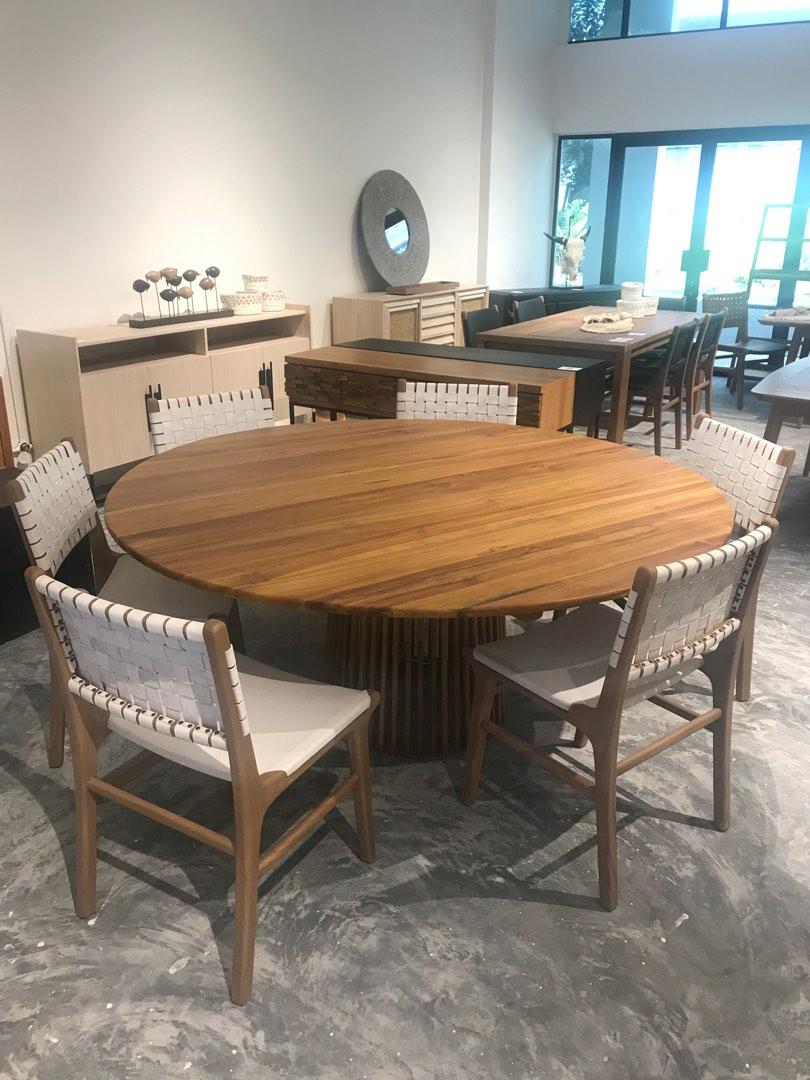 Mason Round Teak Dining Table, Furniture & Home Living, Furniture ...
