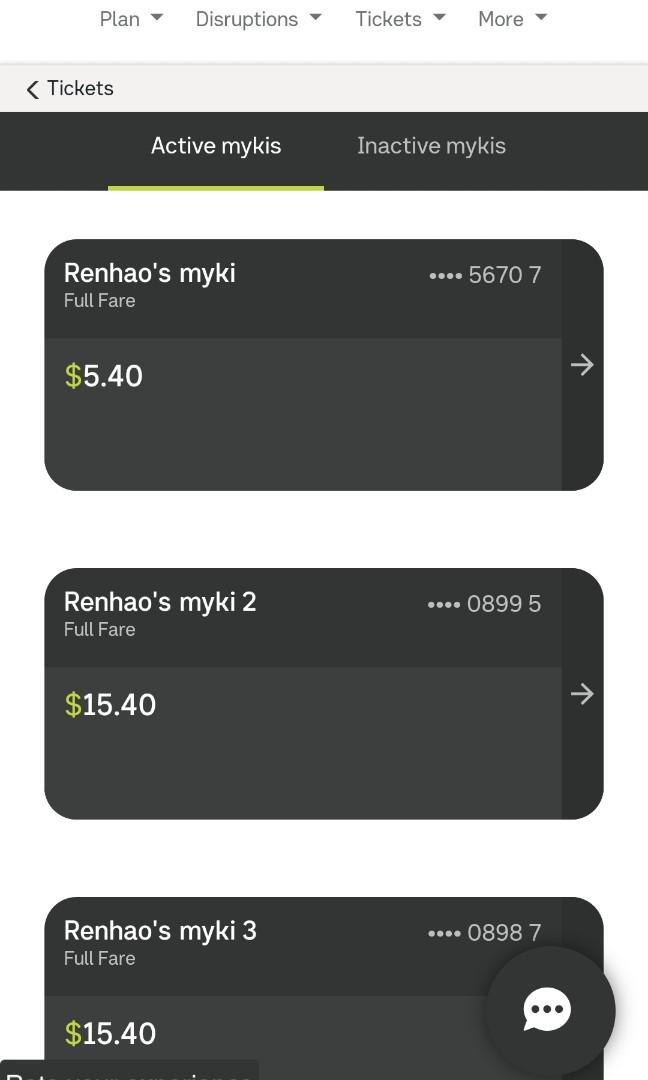 Melbourne myki card x3 (with cash balance), Tickets & Vouchers, Local ...