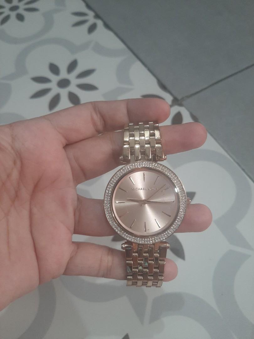 Michael Kors Rosegold Blink Watch MK 3192, Fesyen Wanita, Jam Tangan di ...