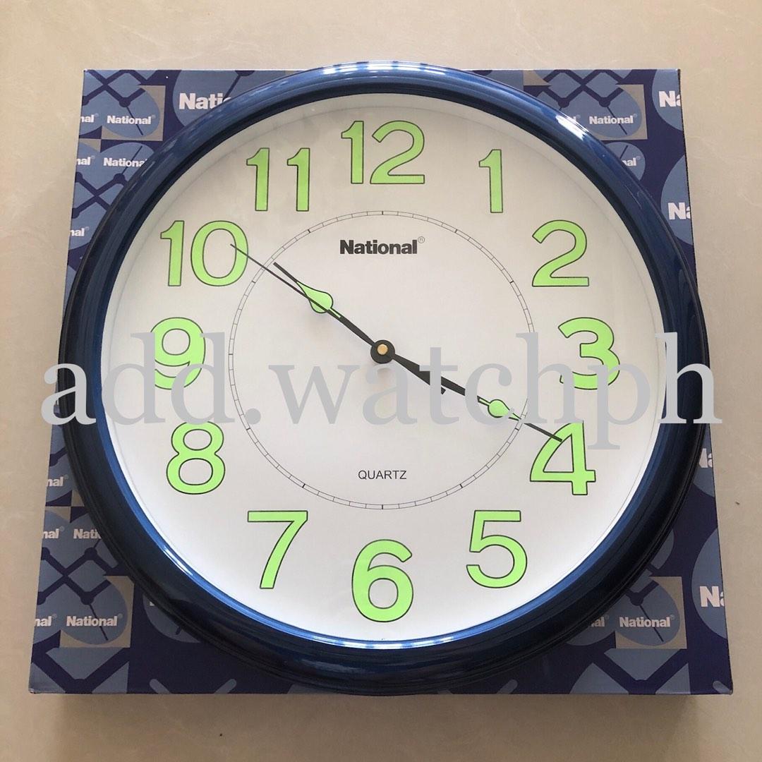 National 17” Wall Clock (Gold/Royal Blue), Furniture & Home Living ...