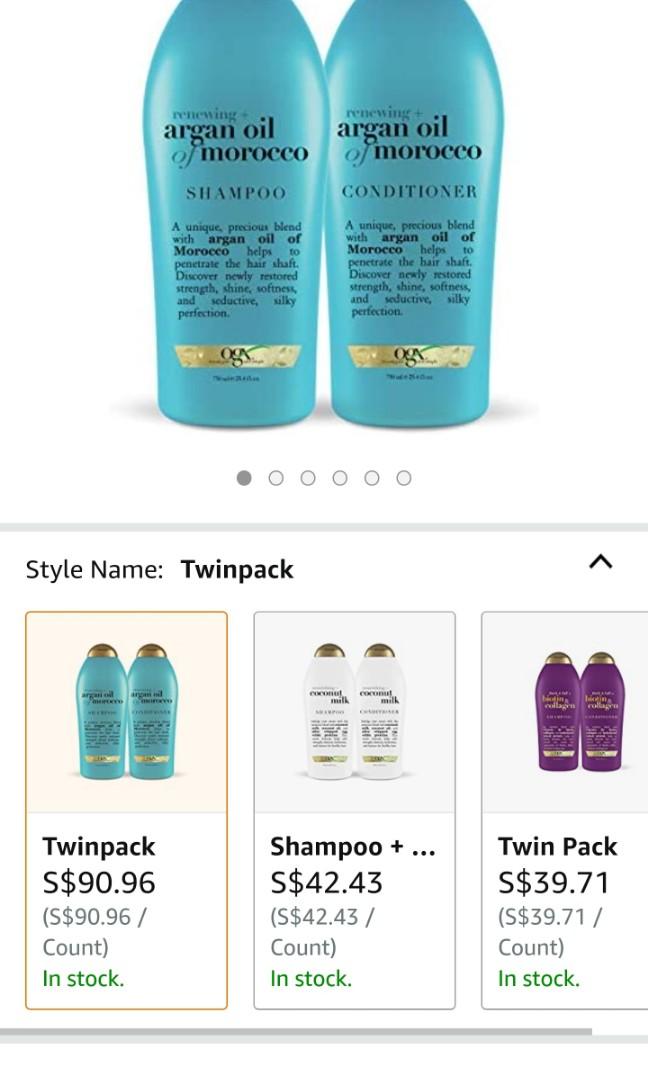 OGX Argan Oil of Morocco Shampoo and Conditioner Extra Strength Set 25 ...