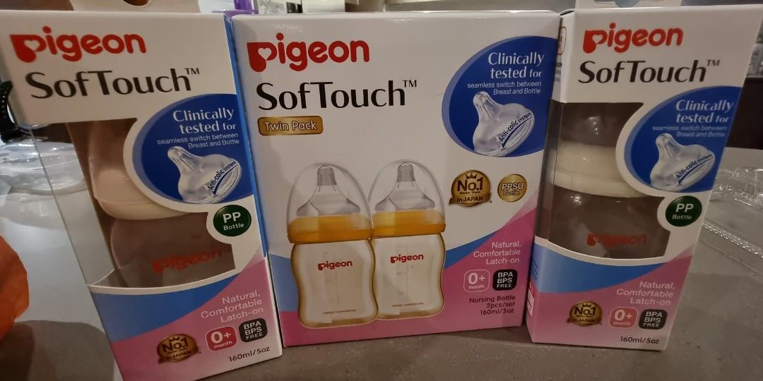 Pigeon SofTouch twin pack 160ml, Babies & Kids, Nursing & Feeding ...