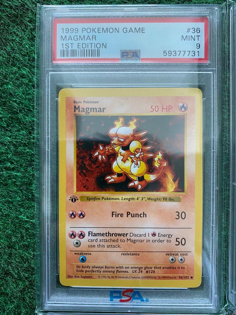 Pokemon Base Set 1st Edition Shadowless PSA 9 - Magmar, Dewgong ...