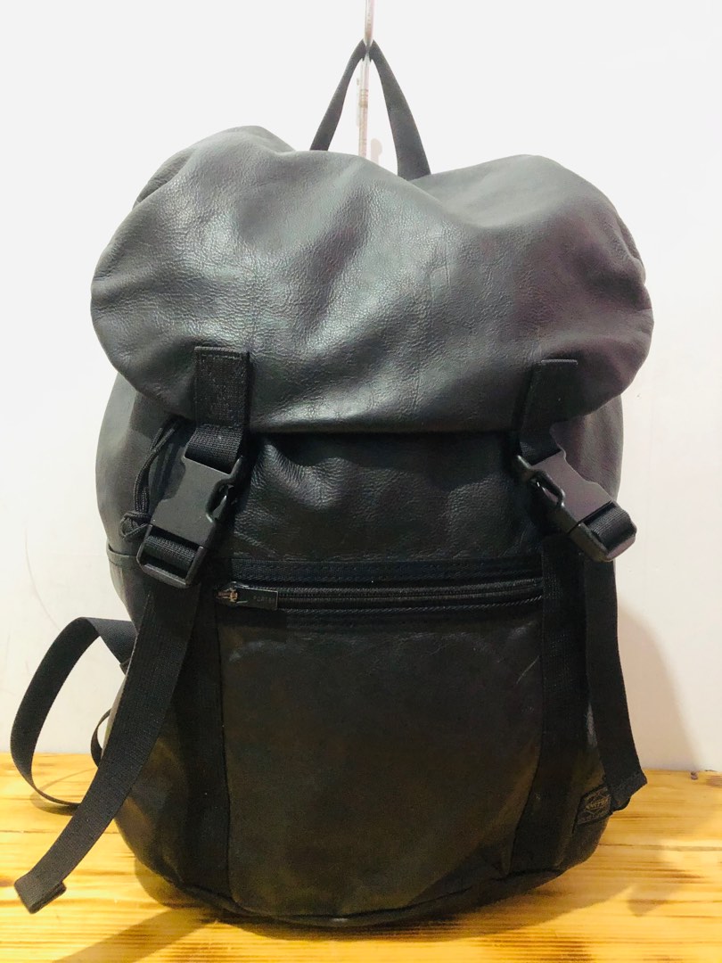 PORTER black leather backpack bag, Men's Fashion, Bags, Backpacks on ...
