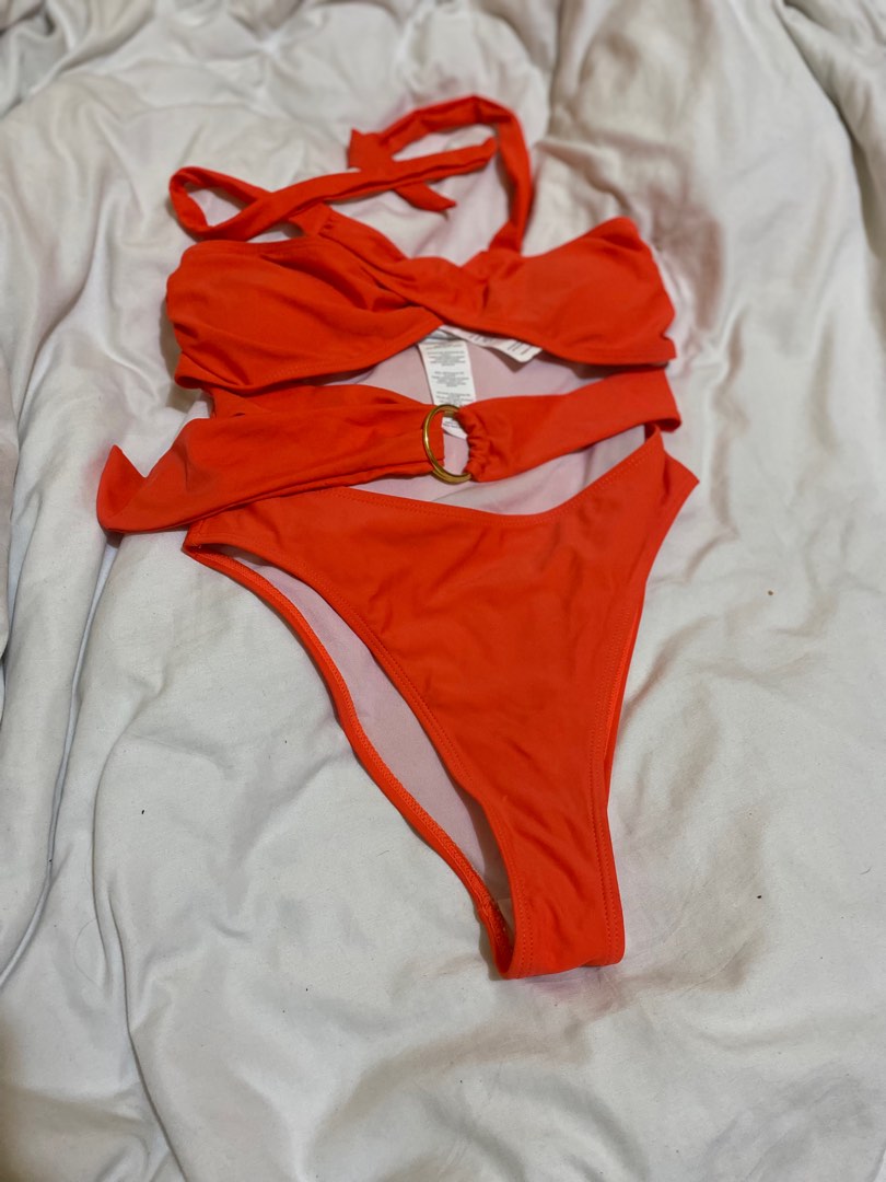 Red-orange one piece swimsuit, Women's Fashion, Swimwear, Bikinis ...