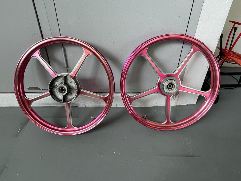 Rim enkei pink, Motorcycles, Motorcycle Accessories on Carousell