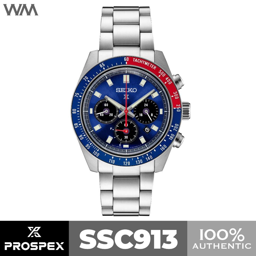 Seiko Prospex Speedtimer Solar Chronograph Pepsi Bezel Blue Sunray Dial ...