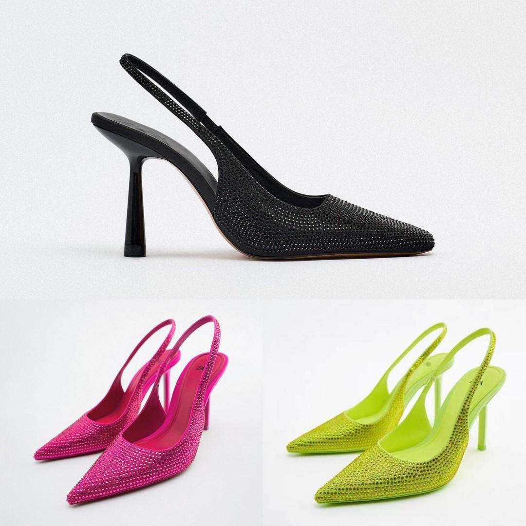Sepatu Zara Slingback High Heels Shoes, Fesyen Wanita, Sepatu di Carousell
