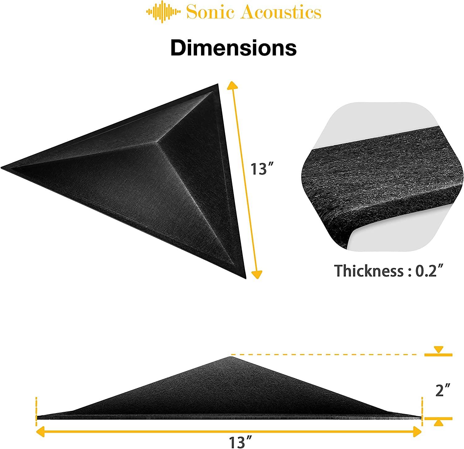 Sonic Acoustics Triangle Acoustic Absorption Panel, 12 X 12 X 0.4 ...