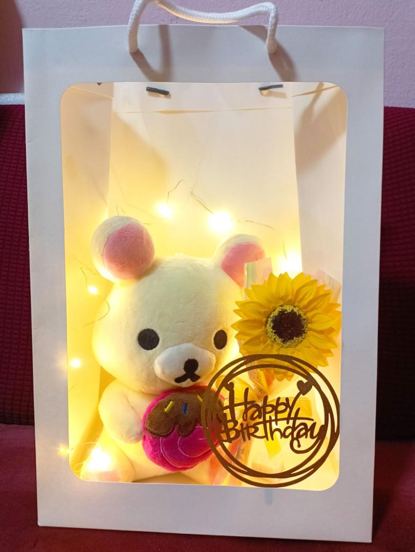 Plushie Present / Gift Set with Flower Bouquet, Hobbies & Toys ...