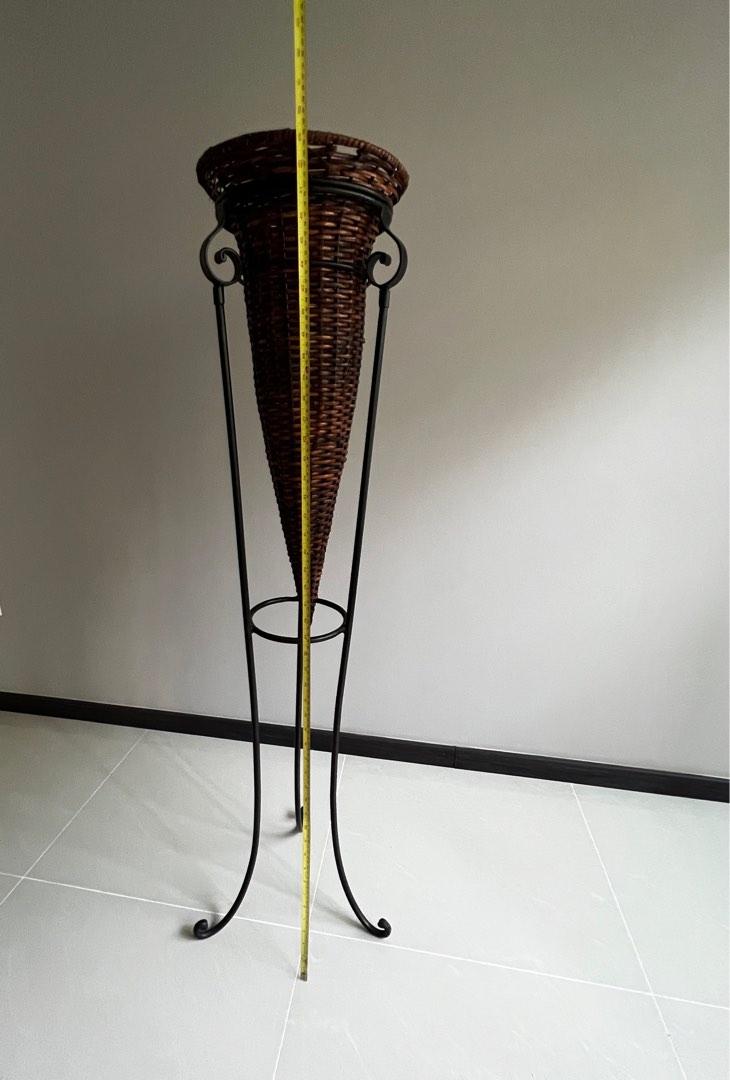 Tall Rattan Flower Vase with TRIPOD STAND, Furniture & Home Living ...