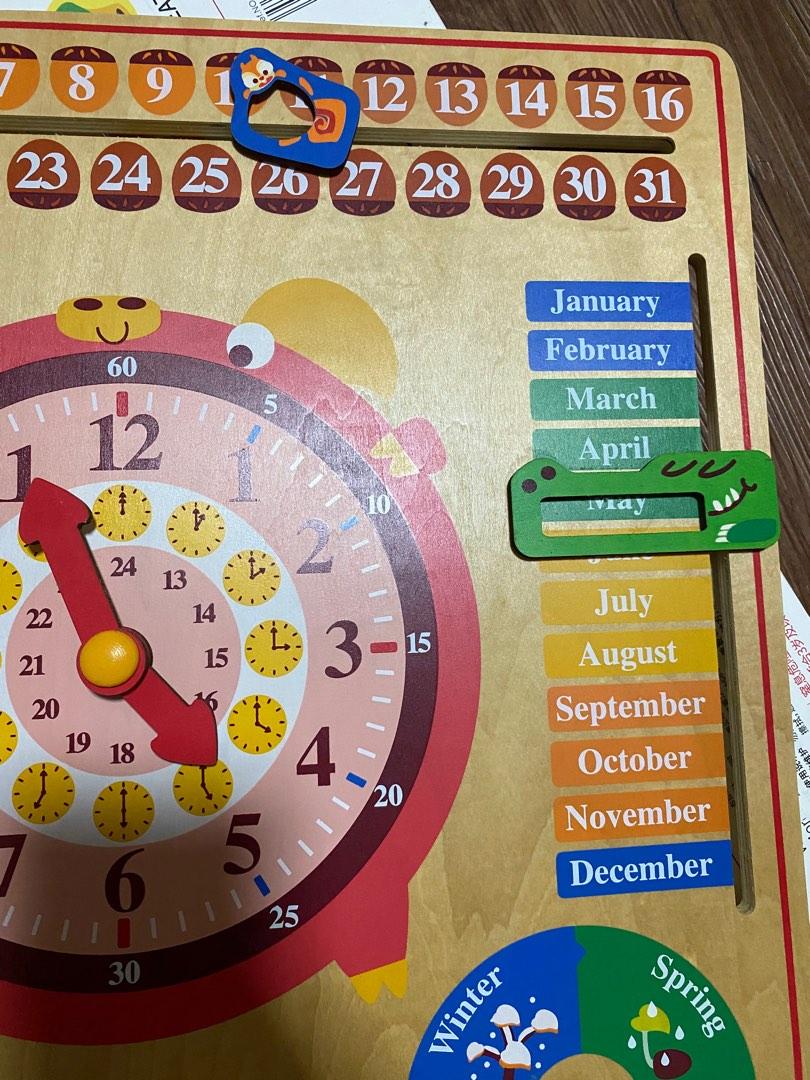 Children Wooden Calendar and Clock , Babies & Kids, Infant Playtime on ...