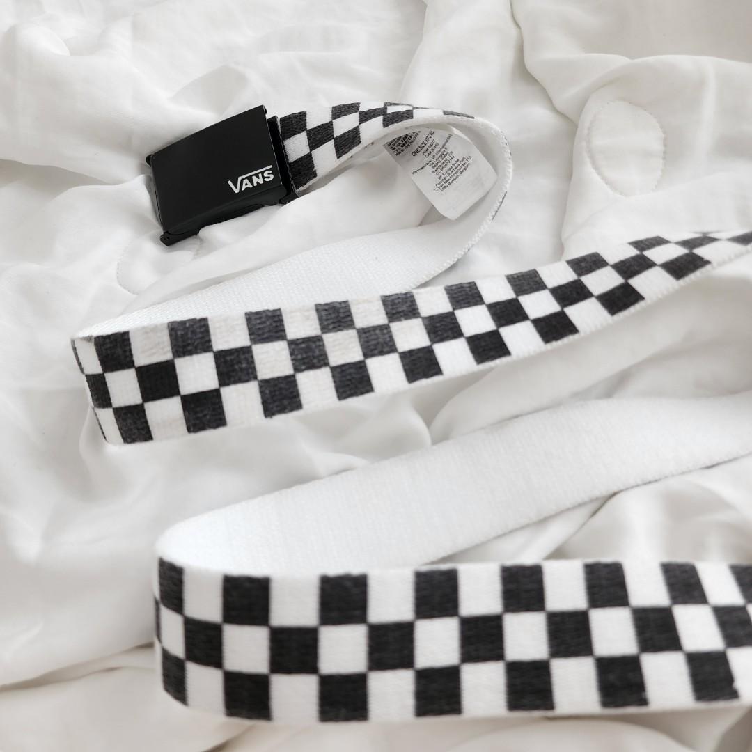 Vans checkered belt black and white authentic, Women's Fashion, Watches ...