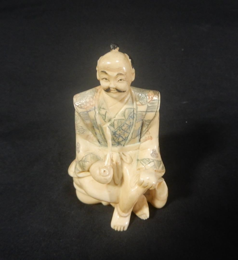 Vintage hand carved resin Japanese netsuke Samurai circa mid 20th ...