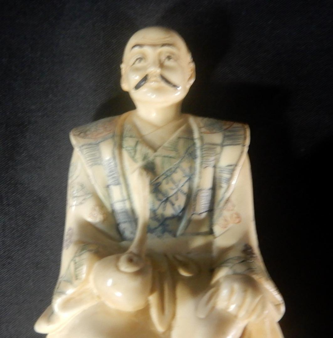 Vintage hand carved resin Japanese netsuke Samurai circa mid 20th ...