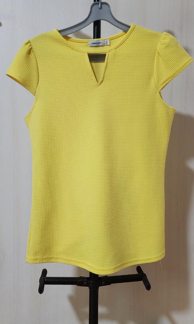 Yellow valleygirl blouse, Women's Fashion, Tops, Blouses on Carousell