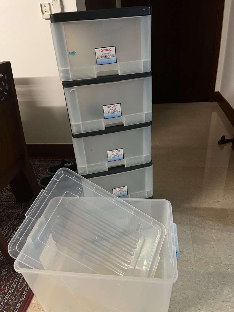 2 Plastic storage box & 1 Toyogo 5 tier drawer storage together @10 ...