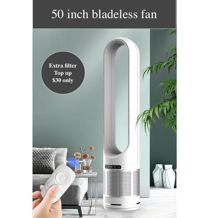50-inch Bladeless Tower Fan With Air Purification/8 Grades Speed ...