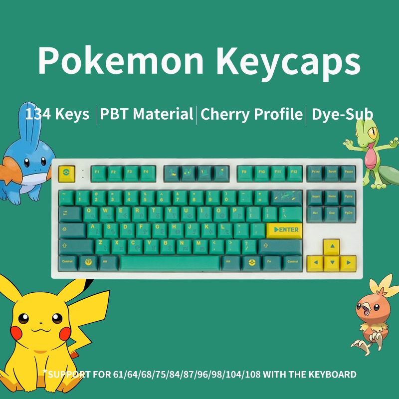 Pokémon Keycaps | Cherry Profile | PBT Dye-Sub | Royal Kludge Tecware ...