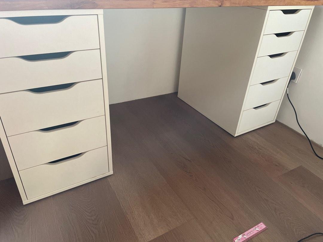Ikea Alex 5 drawer chest set under study table desk cabinet, Furniture ...