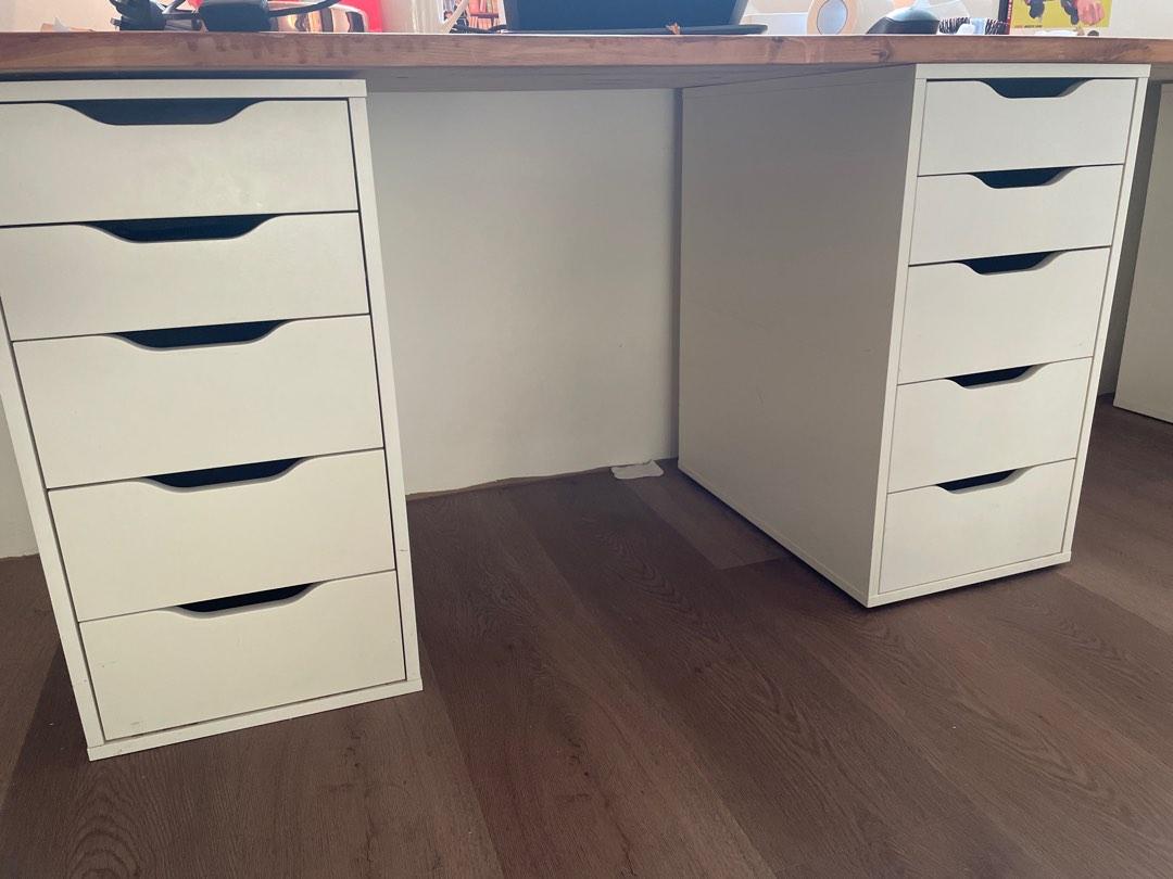 Ikea Alex 5 drawer chest set under study table desk cabinet, Furniture ...