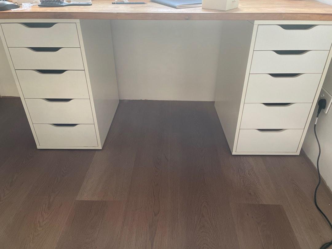Ikea Alex 5 drawer chest set under study table desk cabinet, Furniture ...