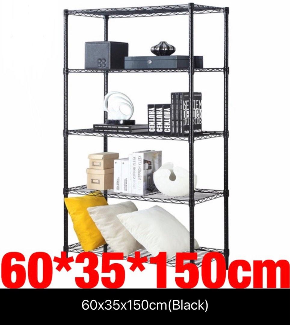 Anti-rust metal storage racks with wheels (black), Furniture & Home ...