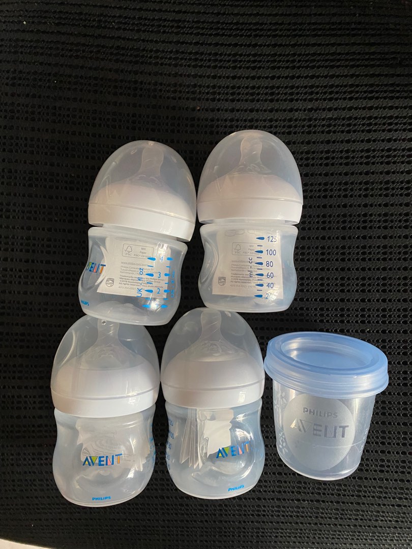 Avent Milk Bottles (Set of 4) and storage container, Babies & Kids ...