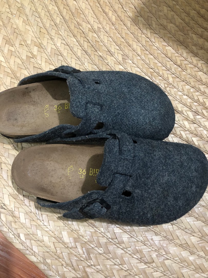 Birkenstock Boston Gray Suede, Women's Fashion, Footwear, Sandals on ...