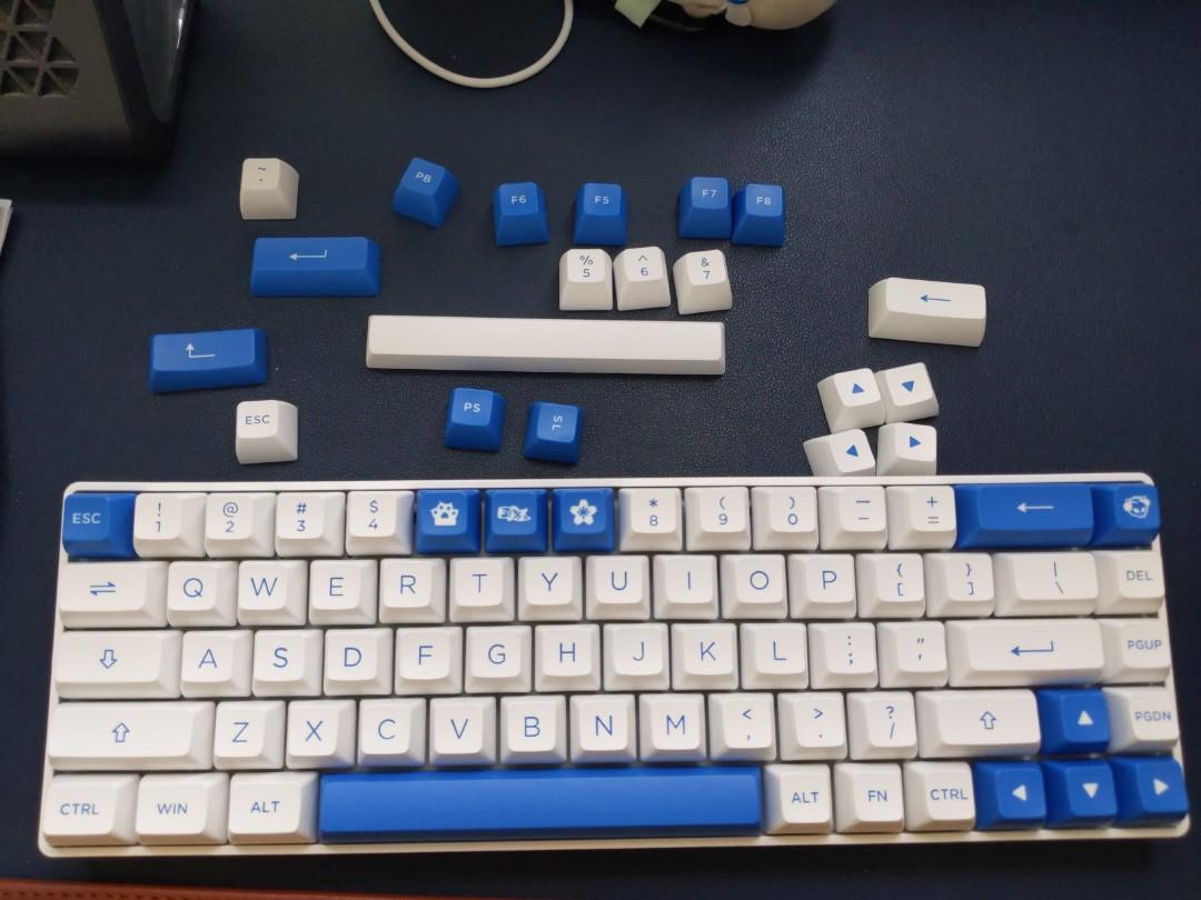 Blue and white akko ASA profile keycaps only, Computers & Tech, Parts ...