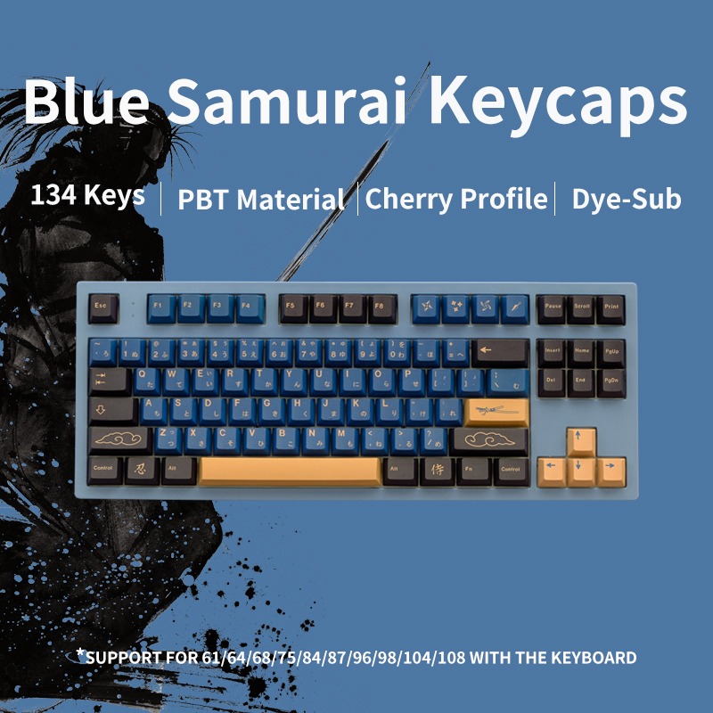 [SG Local Stock] Blue Samurai Keycaps | 134 Keys | Cherry Profile | PBT ...