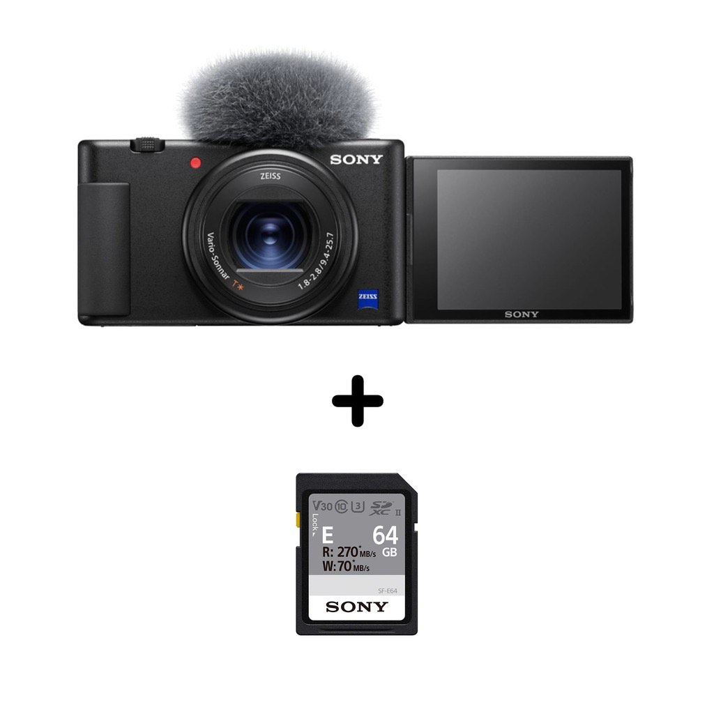 BNIB Sony ZV1 camera and sd card, Photography, Cameras on Carousell