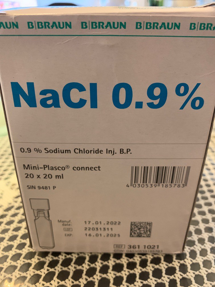 Braun NaCl 0.9% 20 x 20ml Saline Solution, Health & Nutrition, Medical ...