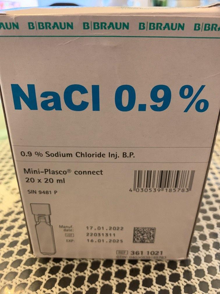Braun NaCl 0.9% 20 x 20ml Saline Solution, Health & Nutrition, Medical ...