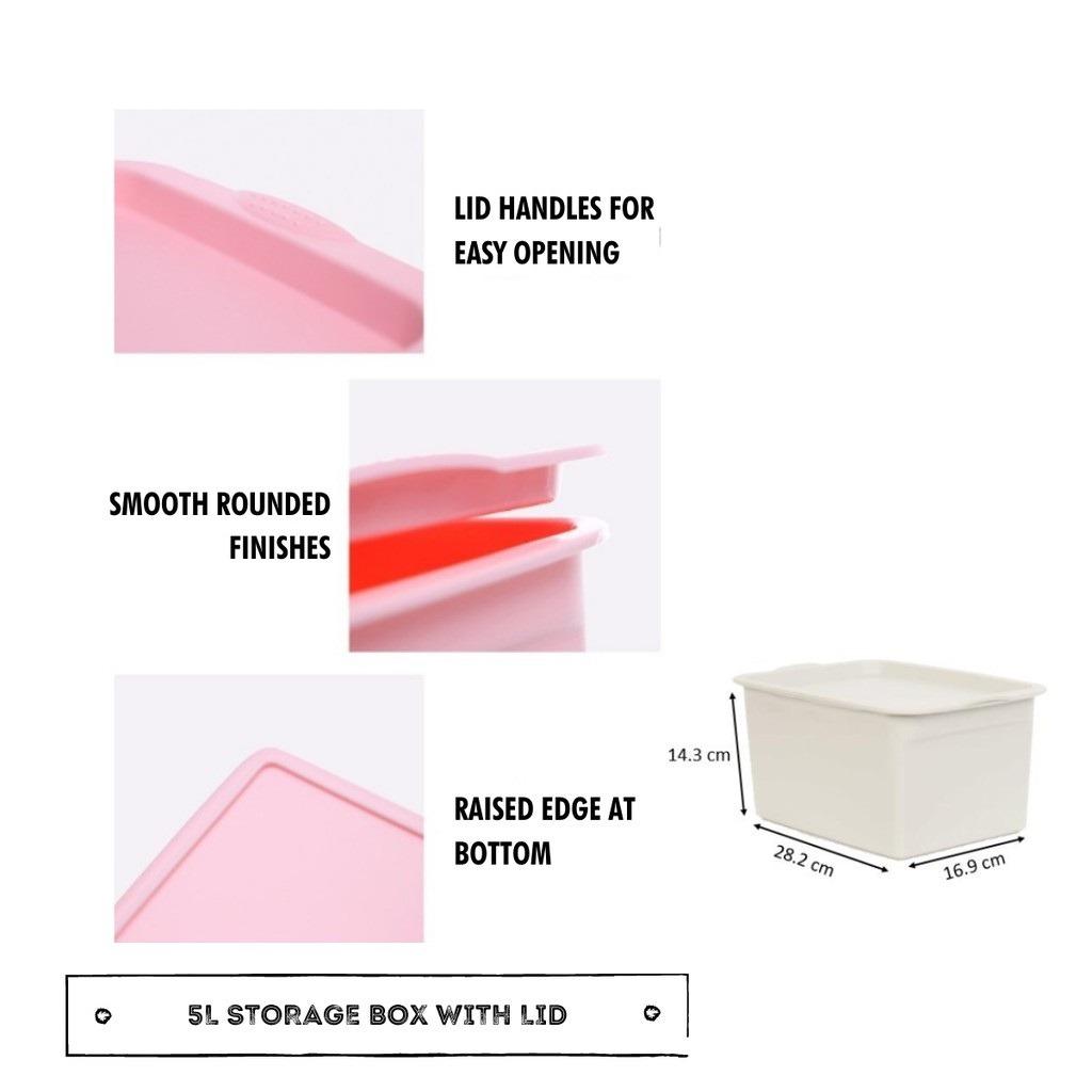 Bundle of 2 - 5L Storage Container with Lid, Furniture & Home Living ...
