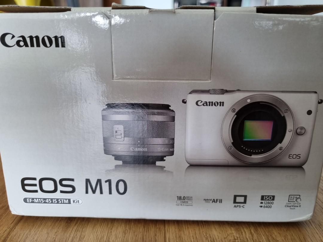 Canon EOS M10 with storage box, 2 x camera pouches (NO BATTERIES ...
