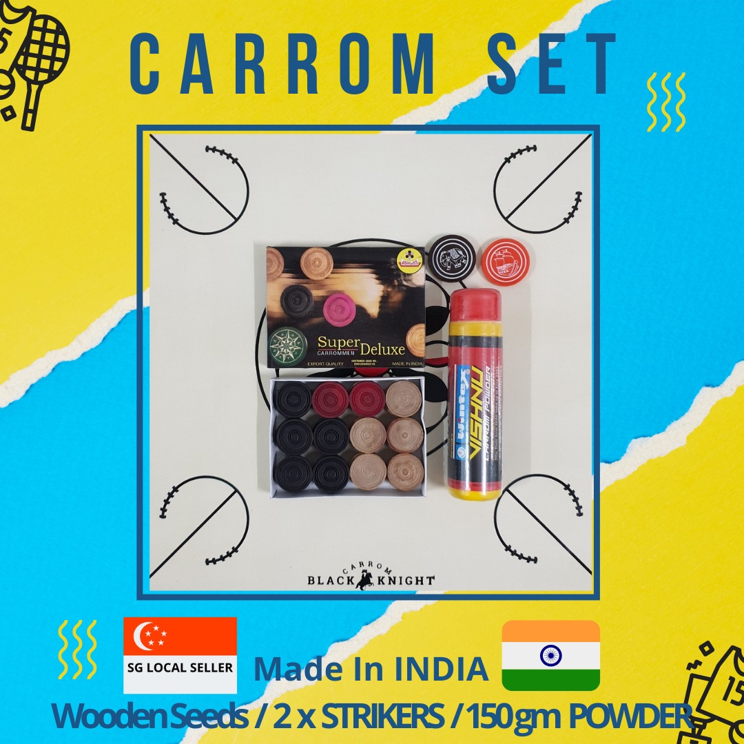 Carrommen Set - Wooden Seeds + 2 x Strikers + 150 grams Powder, Hobbies ...