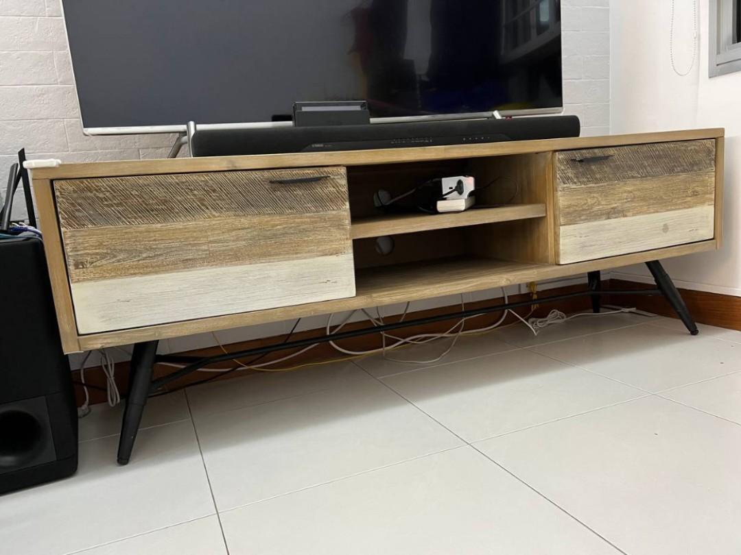[Castlery] Solid Acacia Wood TV Console, Furniture & Home Living ...