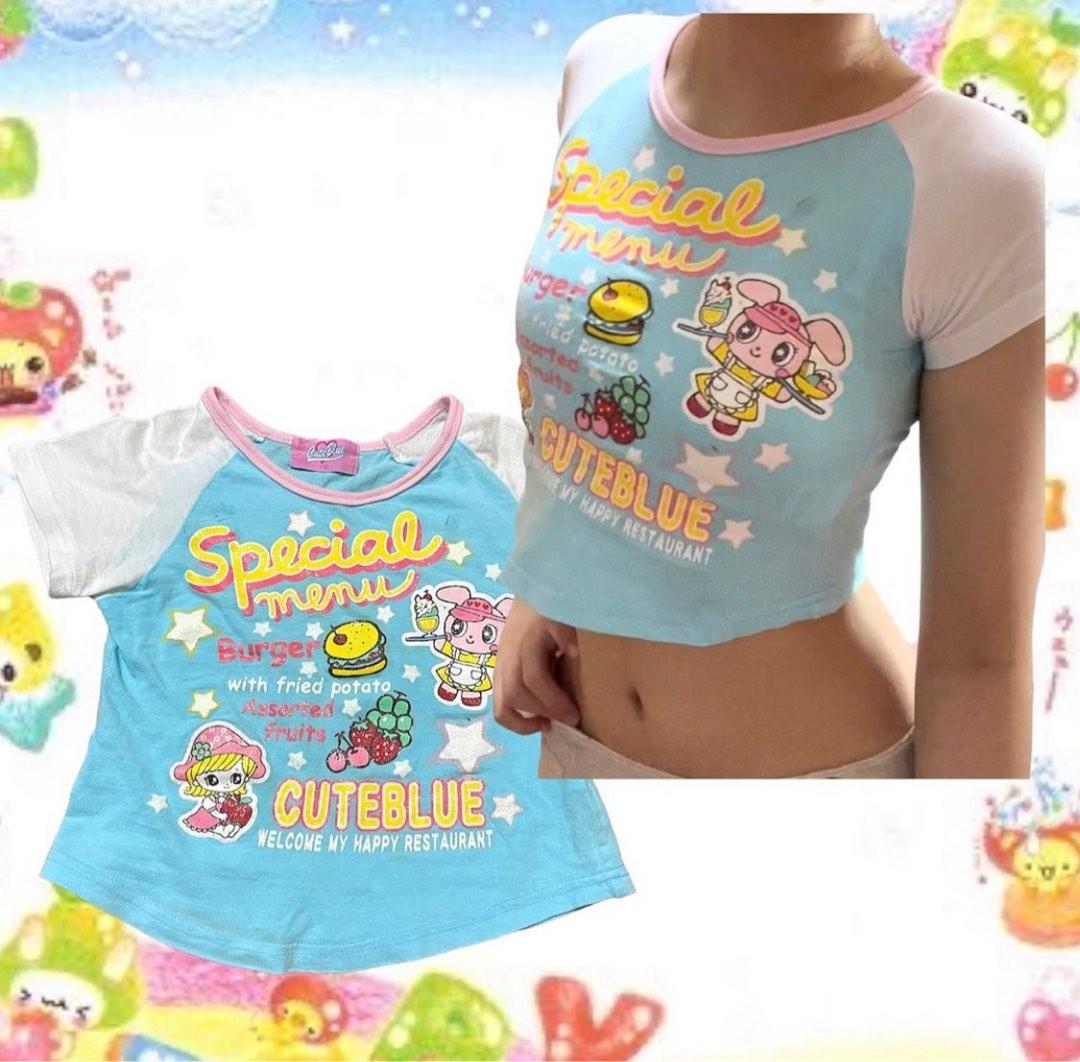 cute blue special menu fruits food baby tee crop top kidcore y2k, Women ...
