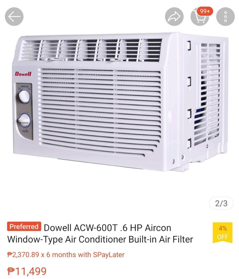 Dowell .6HP Window Type Aircon, TV & Home Appliances, Air Conditioning ...