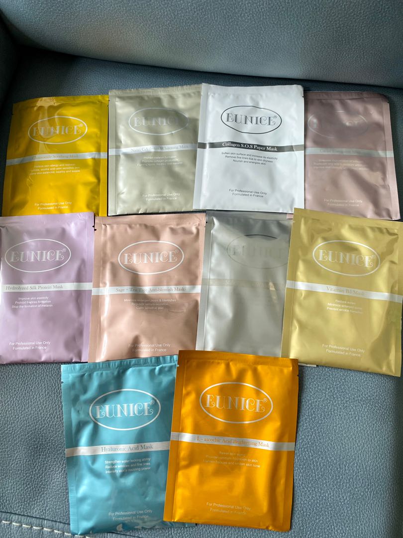 Eunice masks (10 different pieces), 美容＆個人護理, 健康及美容 - 皮膚護理, 面部 - 面部護理 ...