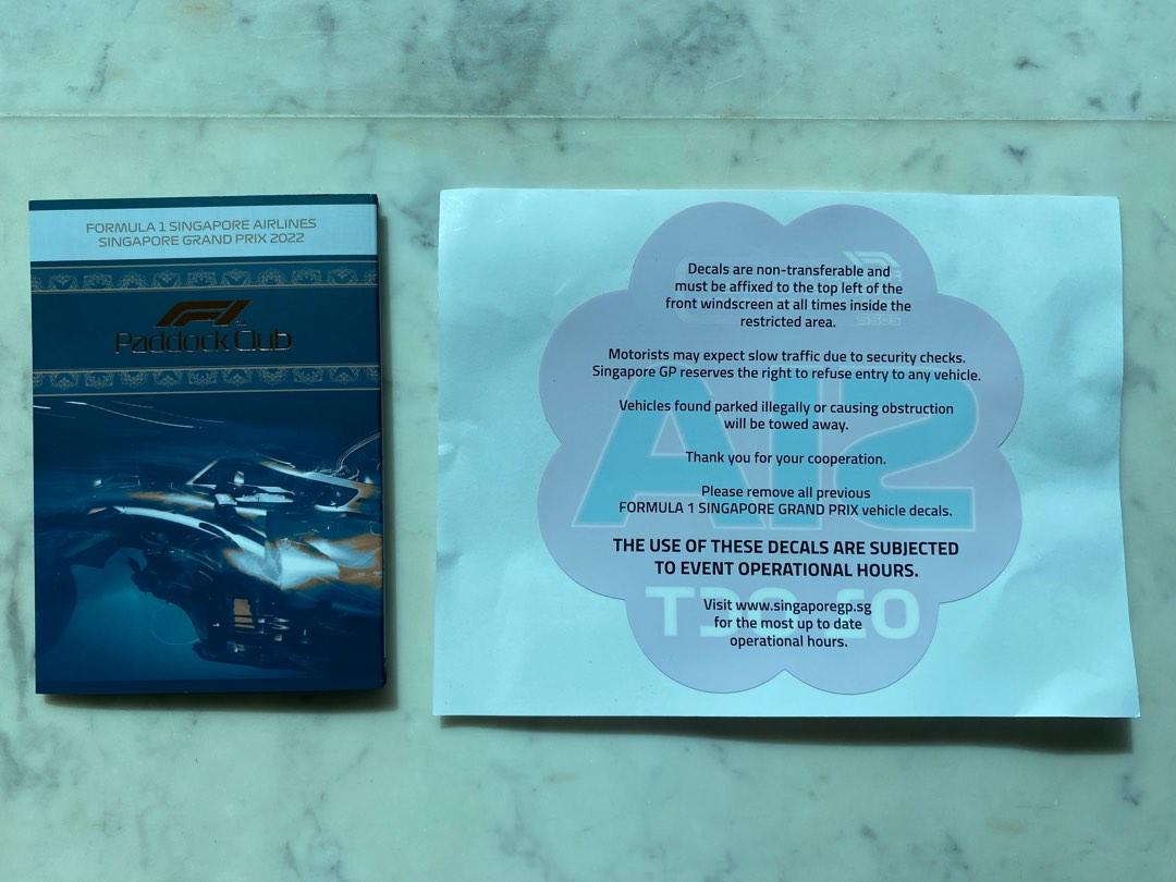 F1 SIA Paddock Club Pass, Hobbies & Toys, Memorabilia & Collectibles ...